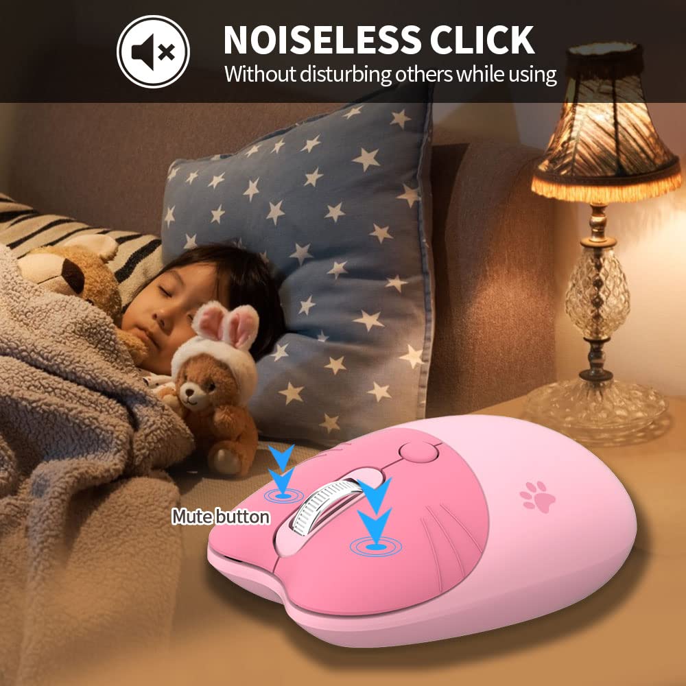 Mouse fara fir, 2.4 GHz, 3 DPI, Silentios, Mouse Kawaii, Potrivit ...