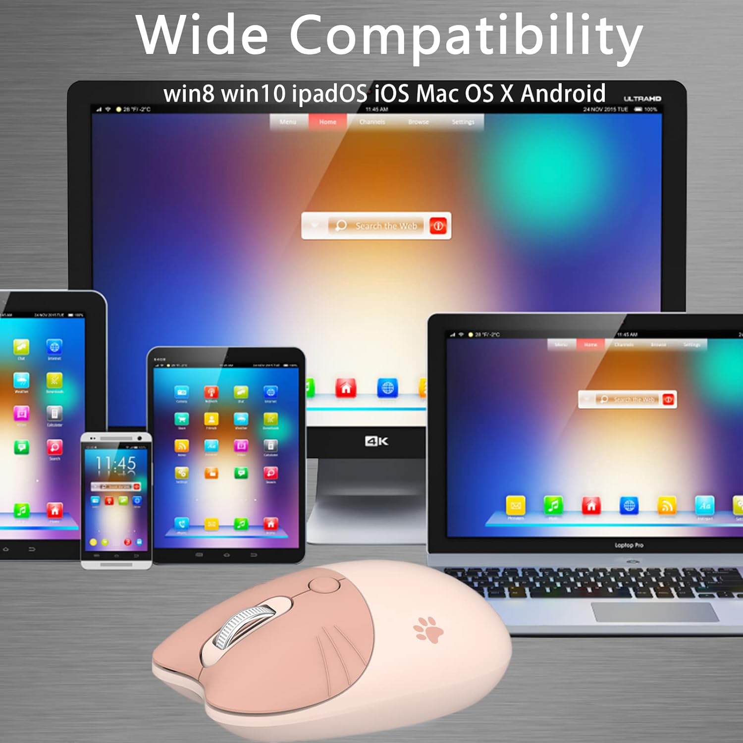 Mouse wireless, 2.4 GHZ fara fir, Silentios, 3 DPI, Subtire si usoara ...