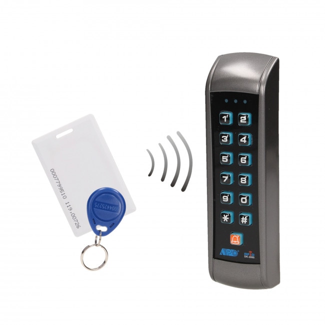 Interfon cu cititor card/tag proximitate, Orno, IP55, Negru/Argintiu ...