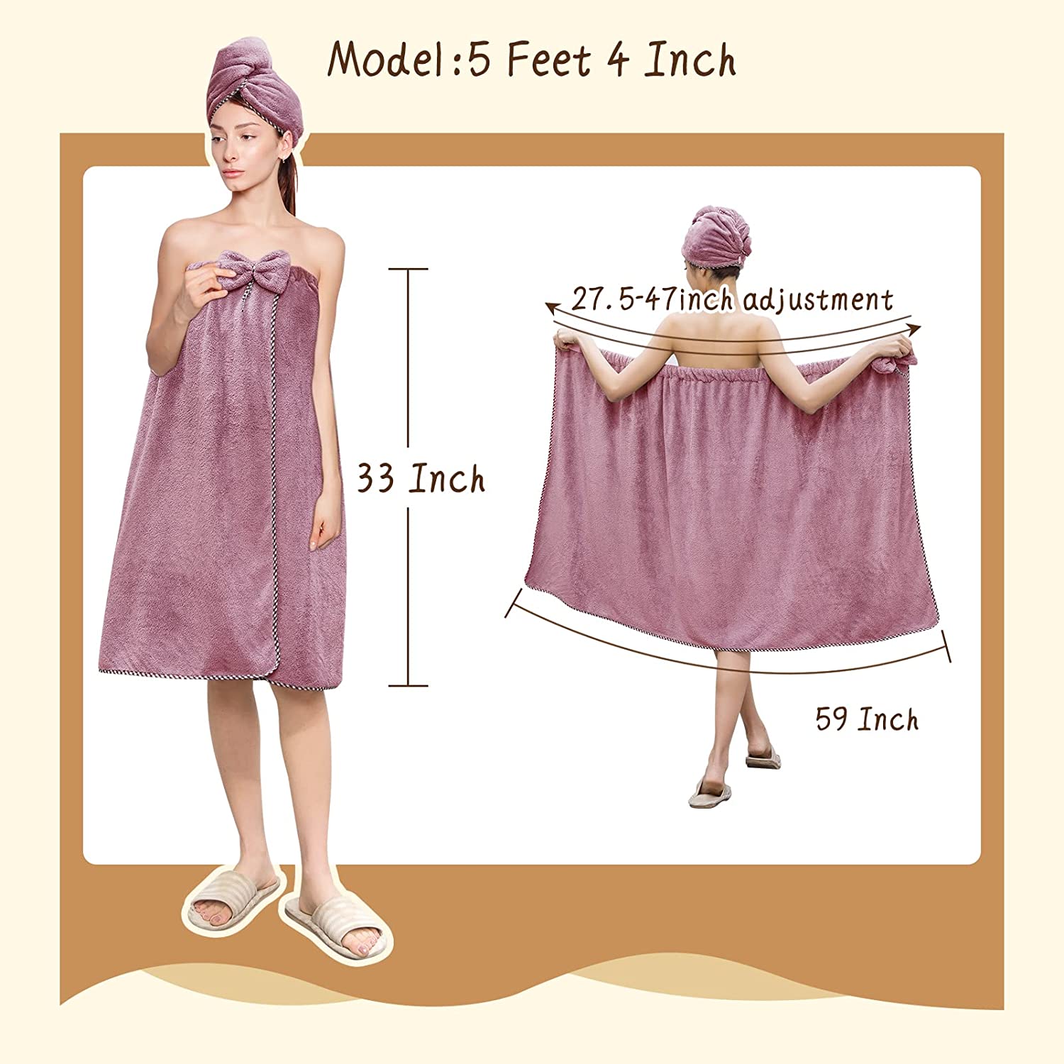 Set prosoape baie femei, Ajustabil, Super absorbant, Microfibra, Roz ...