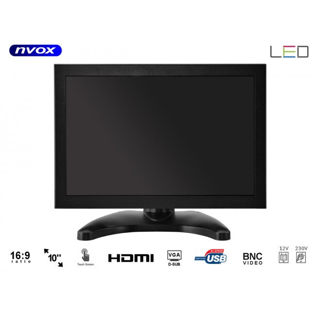 Monitor tactil LED IPS, Nvox, 10 inch, Cadru deschis, VGA, HDMI, USB ...