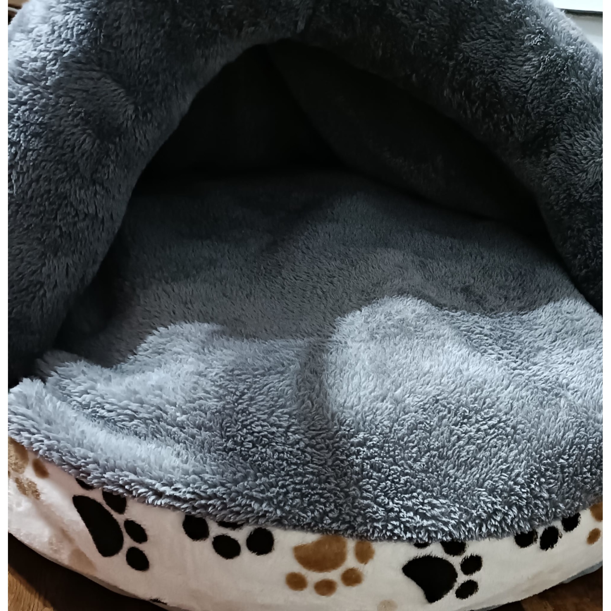 Culcus pufos si calduros pentru caini si pisici, cu husa detasabila ...