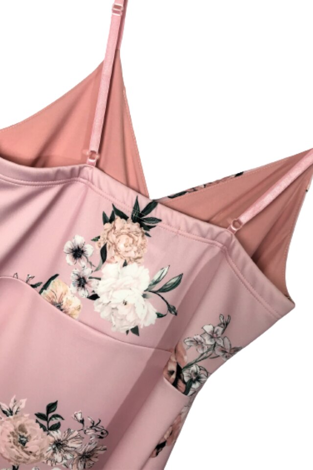 Rochie midi, Quiz, asimetrica, roz pastel, L, XL - eMAG.ro