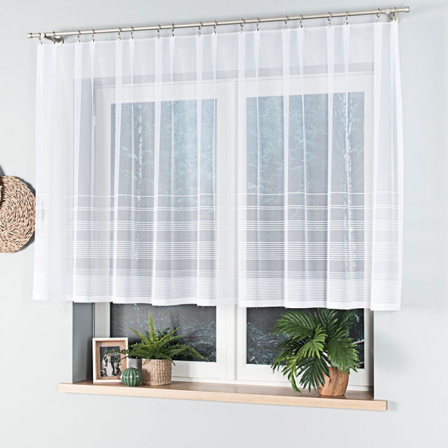 Perdele jacquard, Tatiana, 250 x 120 cm, Poliester, Alb - eMAG.ro