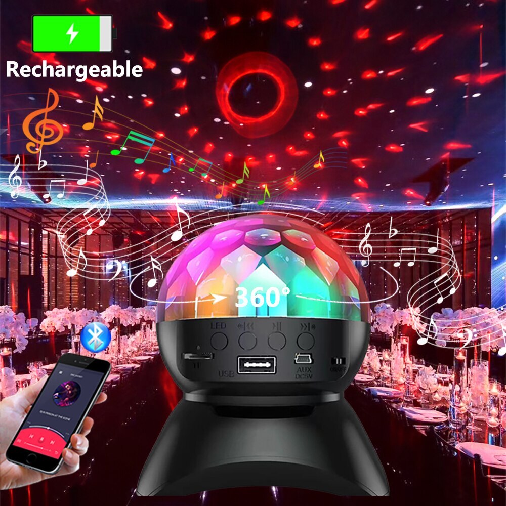 Proiector Disco Ball, WALALLA, LED, Bluetooth, 7 Moduri de iluminare ...