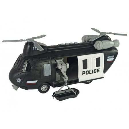 Elicopter de politie, LeanToys, 1:16, 3 ani+, 26 x 9 x 13 cm, Negru ...