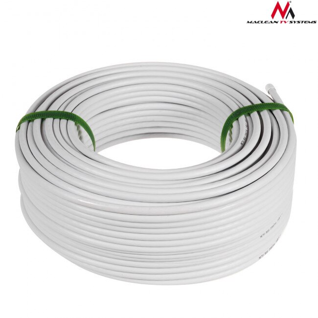 Cablu TV, Maclean, Coaxial, 100m, Alb - eMAG.ro
