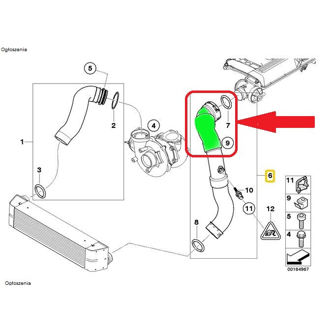 Conducta turbo a intercoolerului, Turborury, Bmw E60 E61 520 ...
