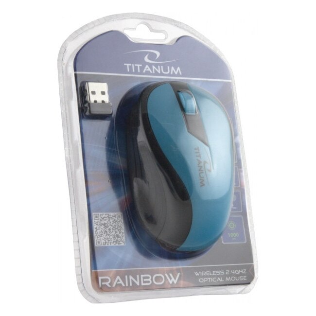 Mouse optic wireless, Titanum, Rainbow, 2.4 GHz, 1000 dpi, Turcoaz ...
