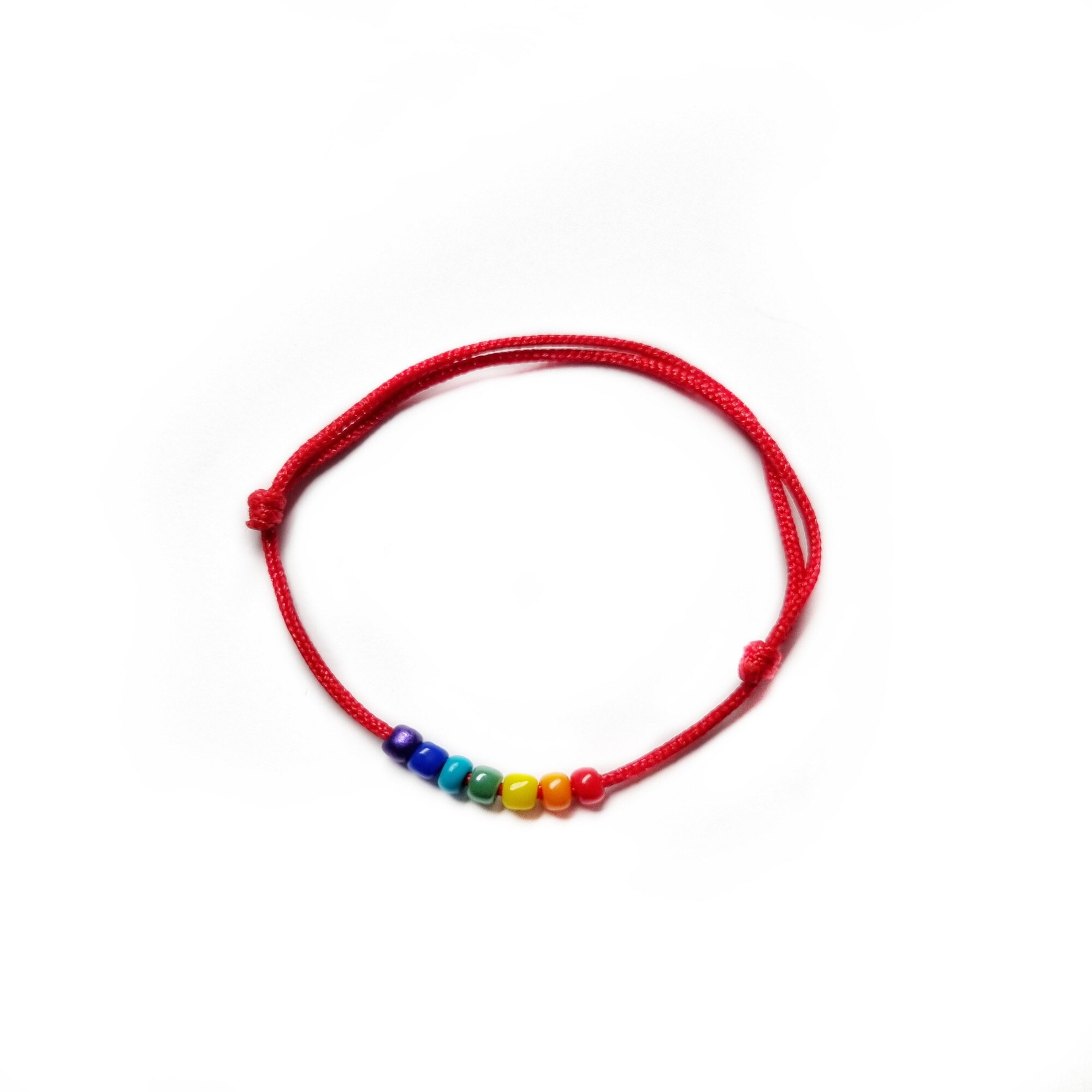 Bratara Bebe Curcubeu reglabila din snur de matase cu margelute de ...