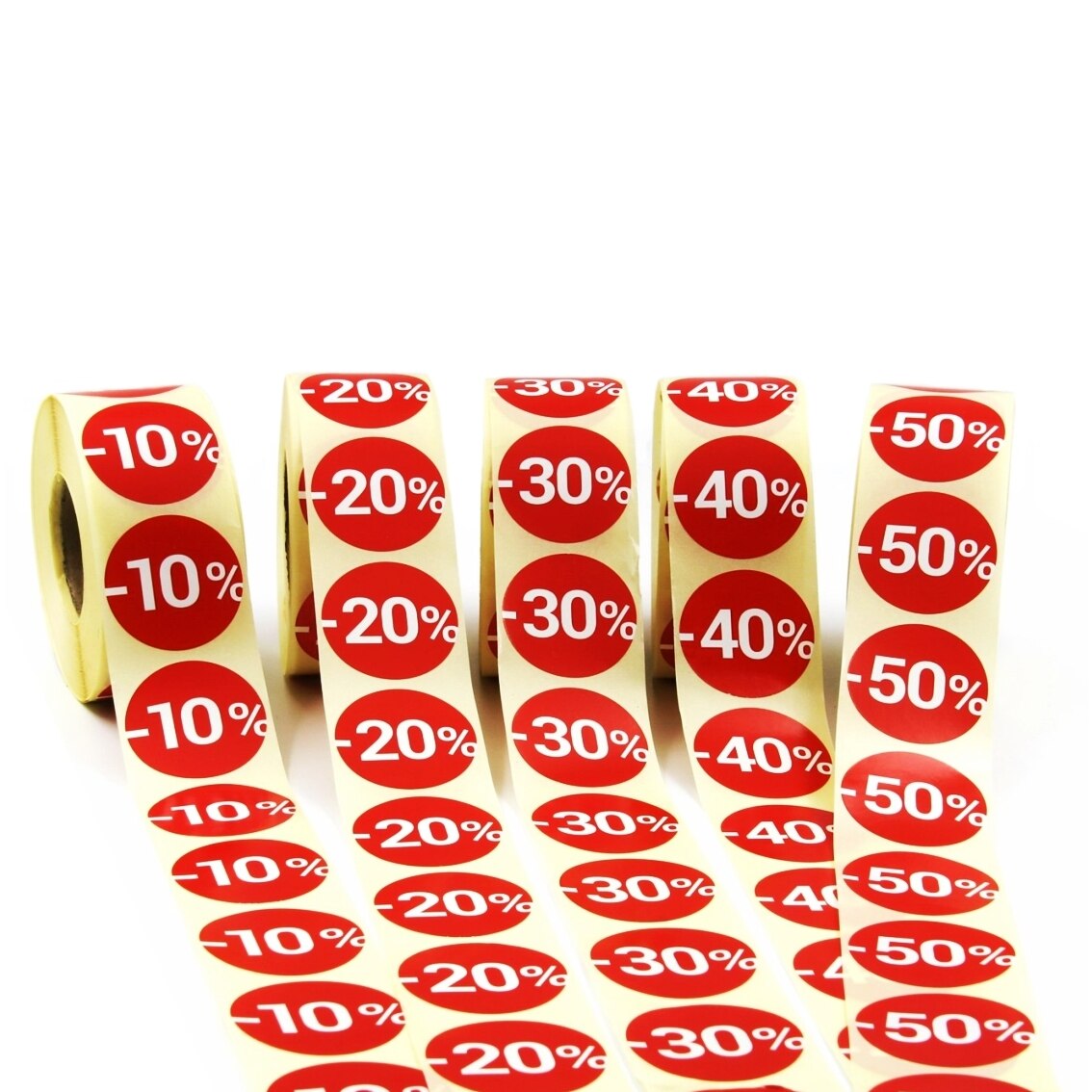 Set 5 role etichete autoadezive personalizate pentru reducere, 10%-50% ...
