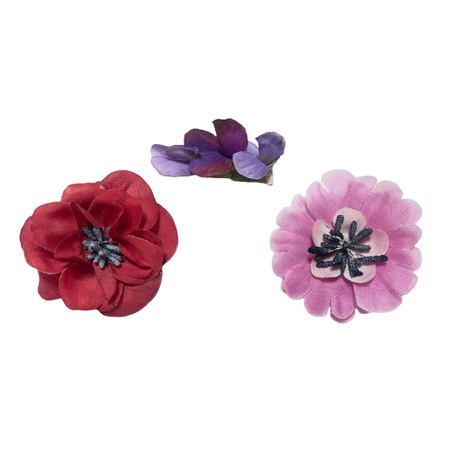 Set agrafe de par, Handmade, Flori 3D, Clipsuri, Textil, Metal, 3 ...
