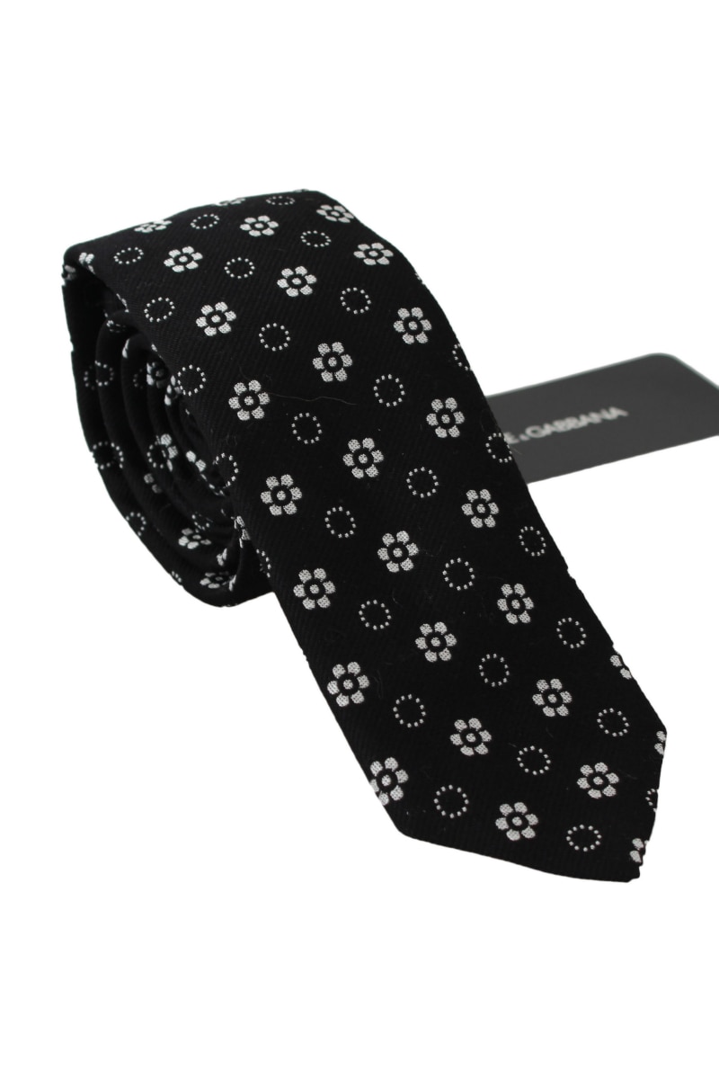 Cravata barbati, Dolce & Gabbana, Matase, Negru/Alb - eMAG.ro