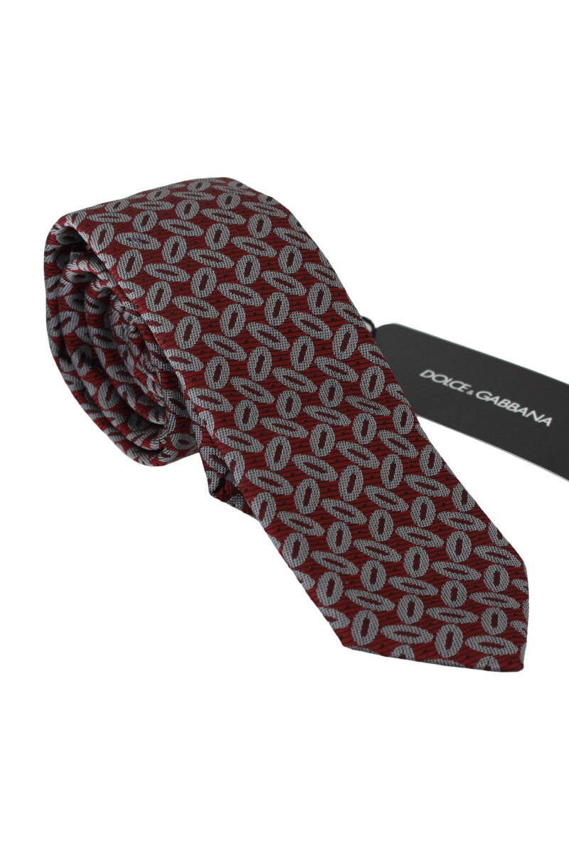 Cravata barbati, Dolce & Gabbana, Matase, Rosu/Gri - eMAG.ro