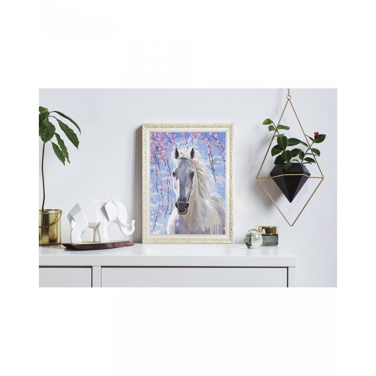 Set Pictura dupa numere, Cal alb, Moments, 40x50, Multicolor - eMAG.ro