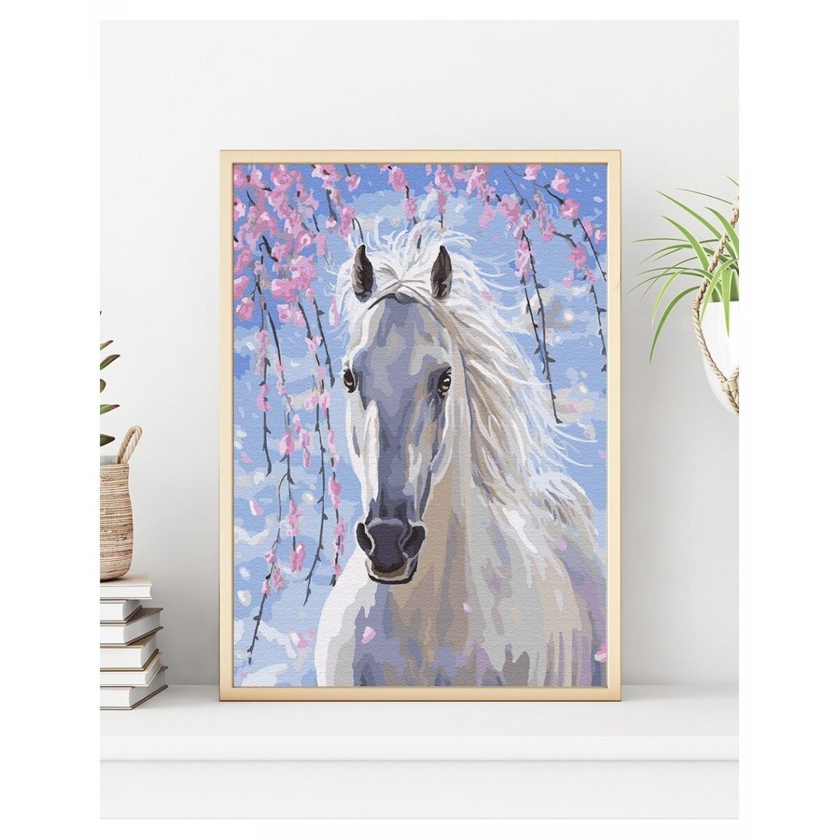 Set Pictura dupa numere, Cal alb, Moments, 40x50, Multicolor - eMAG.ro