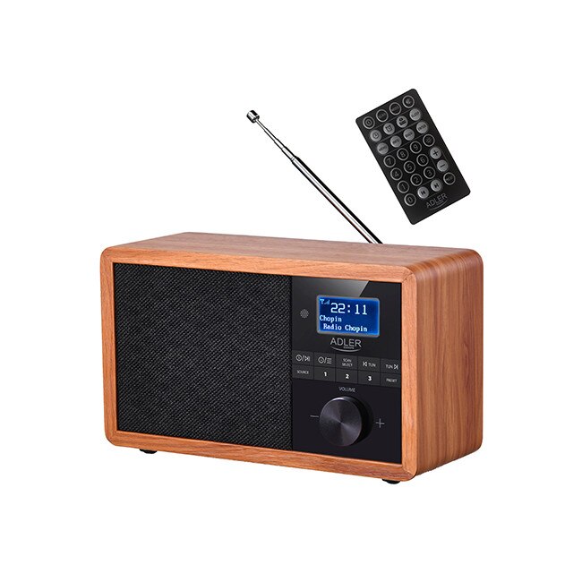 Radio cu ceas, Adler, Bluetooth, Lemn, Maro/Negru - eMAG.ro