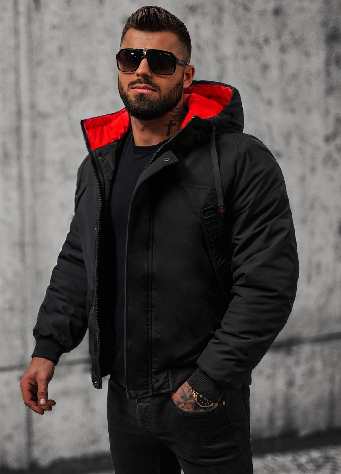 Черно мъжко яке OZONEE JS/27M8100 XL - eMAG.bg