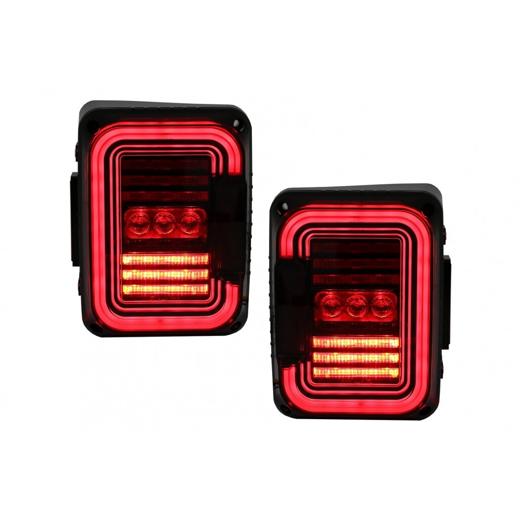 Set 2 Stopuri Full LED cu JEEP Wrangler JK 2007-up Fumuriu TLJEWJKLED ...