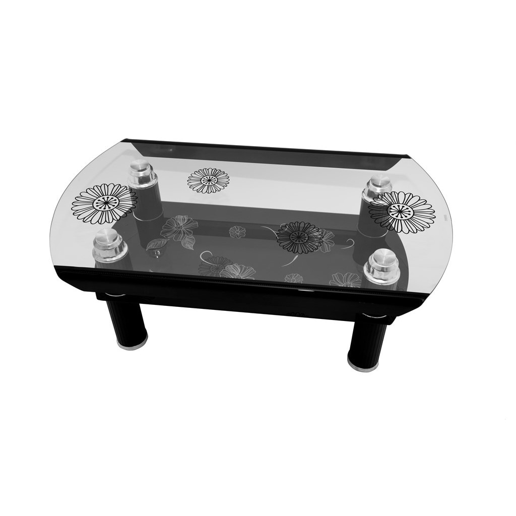 Masa cafea CB, MC-20, culoare Neagra, Metal vopsit, Sticla securizata ...