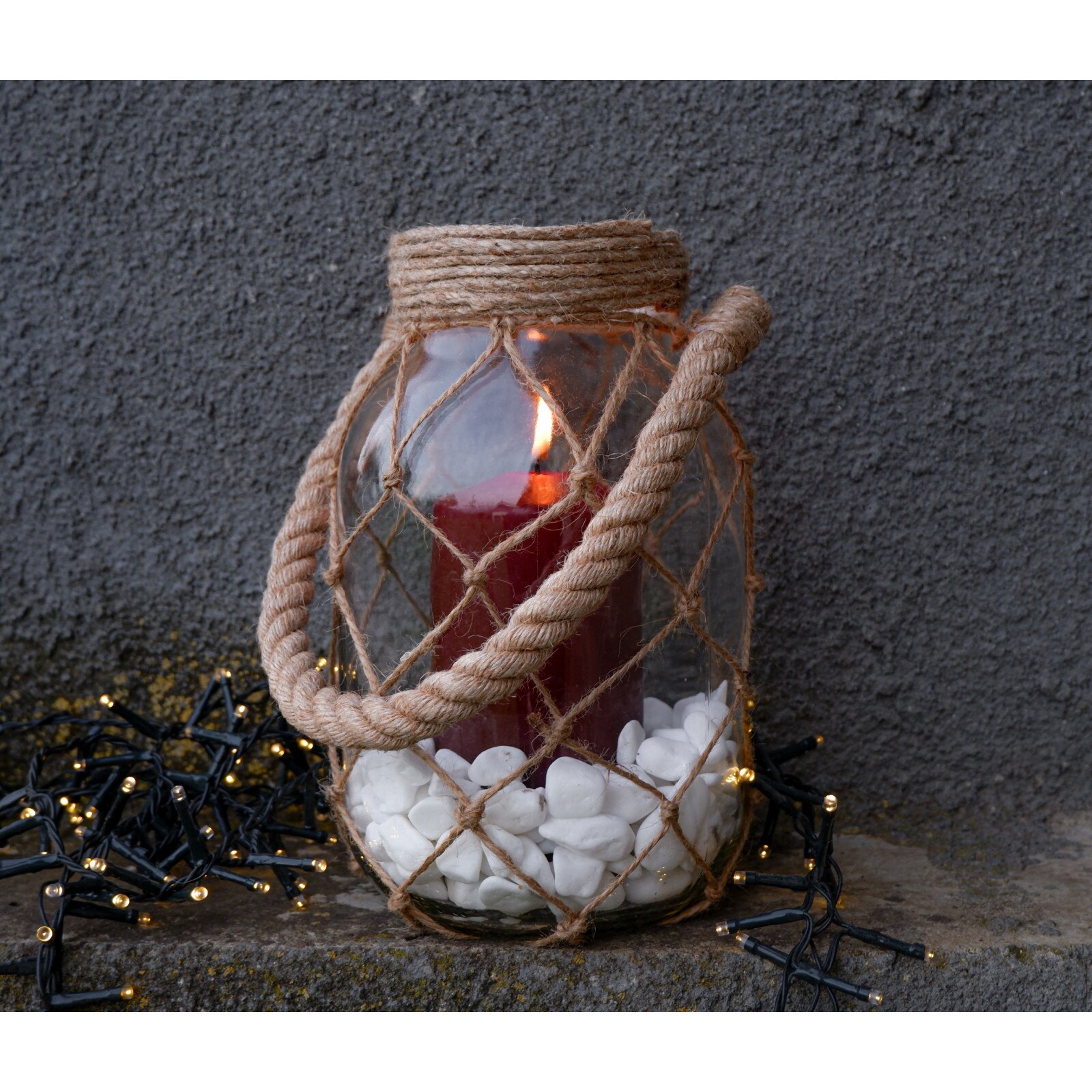 Felinar din sticla Stone, 25 cm - eMAG.ro