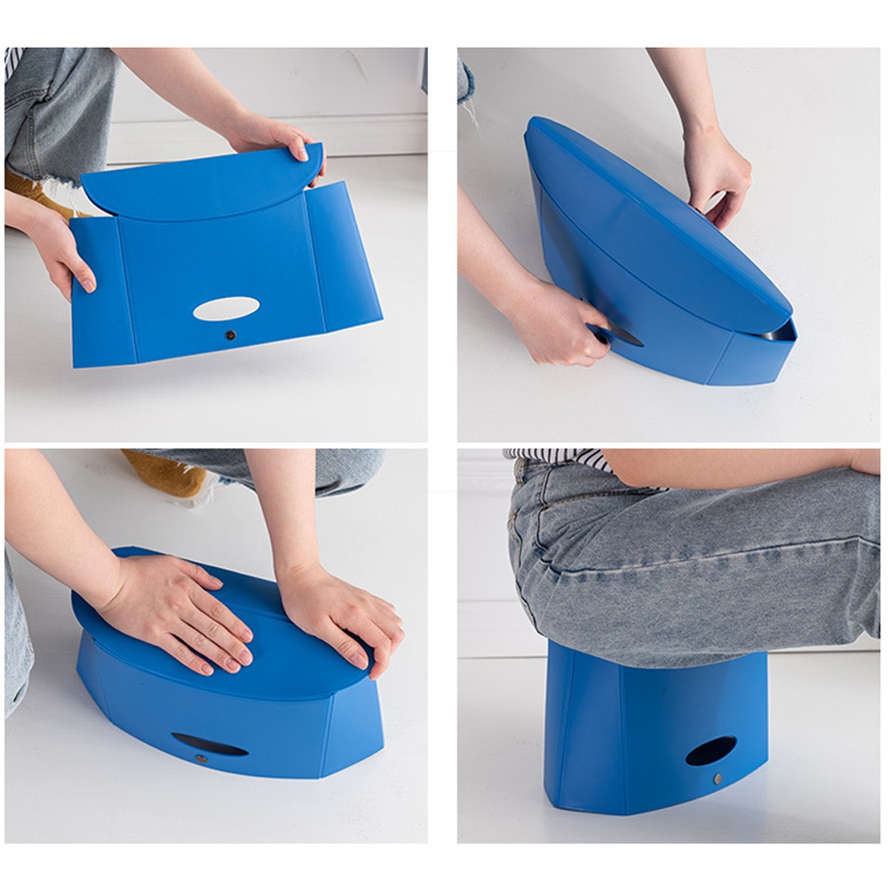 Taburet pliabil, Plastic, Albastru - eMAG.ro