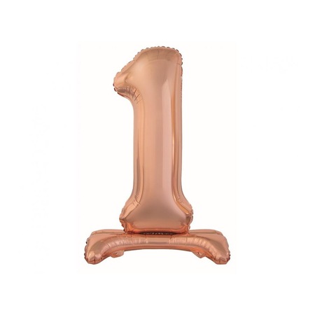 Balon folie stativ sub forma de cifra, roz auriu 74 cm Cifra 1 - eMAG.ro