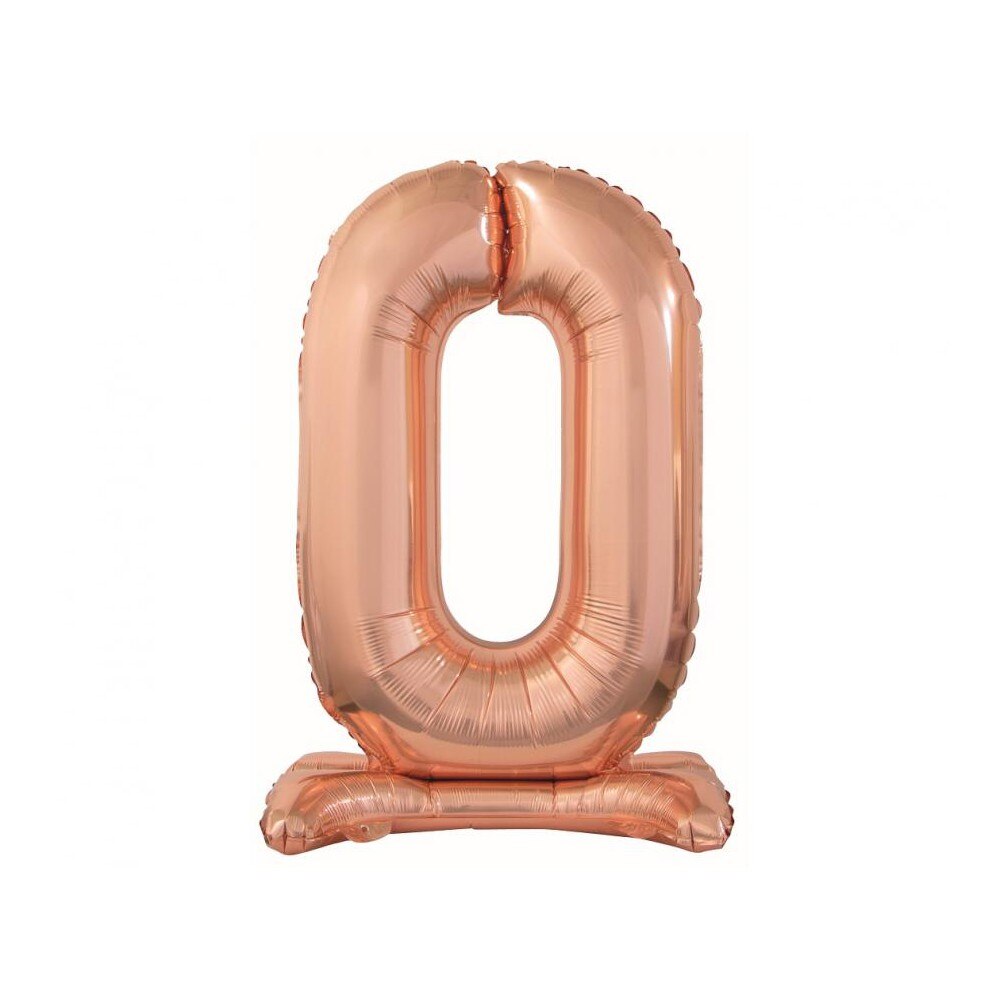 Balon folie stativ sub forma de cifra, roz auriu 74 cm Cifra 0 - eMAG.ro