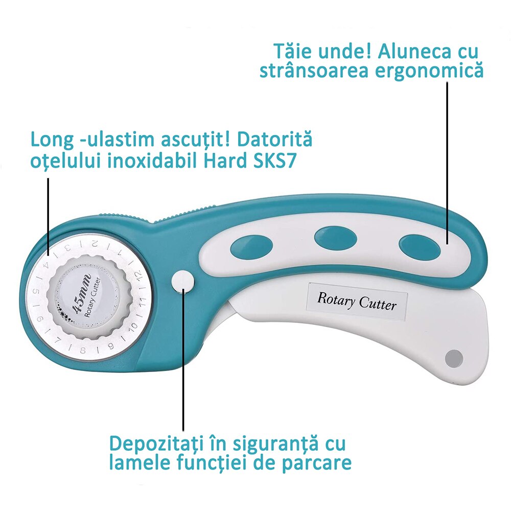 Set cutter rotativ, FMK, 45mm, Otel inoxidabil, Alb/Albastru - eMAG.ro