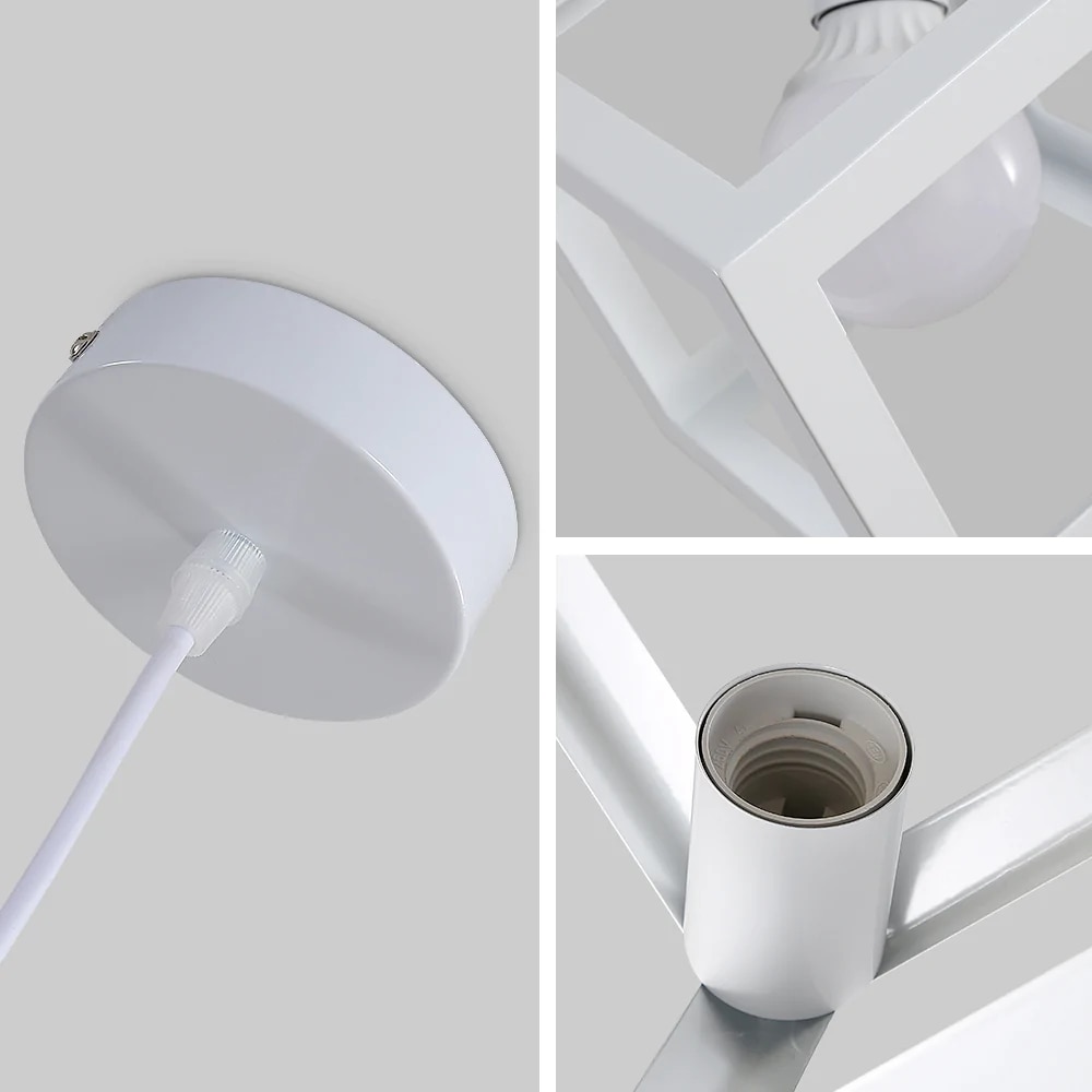 Lustra cu pendul vintage, Toolight, Candelabru metal, E27, Alb - eMAG.ro