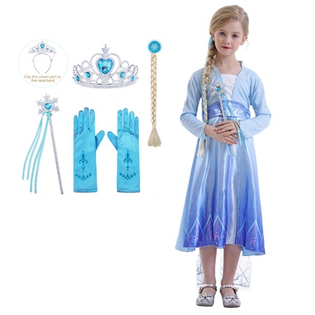 Rochie de printesa Elsa, Frozen, pelerina de tul din paiete, Party ...