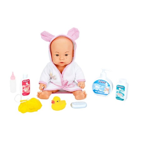 Set de baie pentru bebelusi si 7 accesorii, Include 1 papusa de 35 cm ...