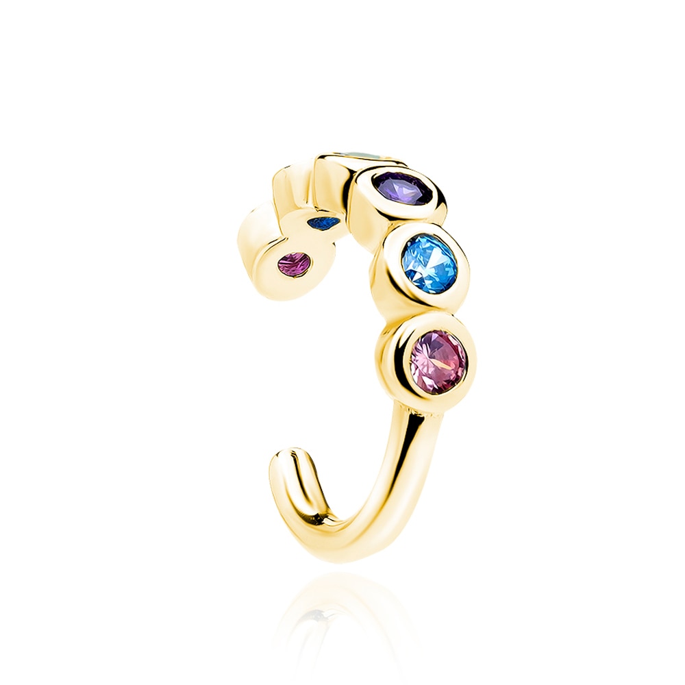 Cercel ear cuff argint 925, JW315, model cu pietre colorate, placat cu ...