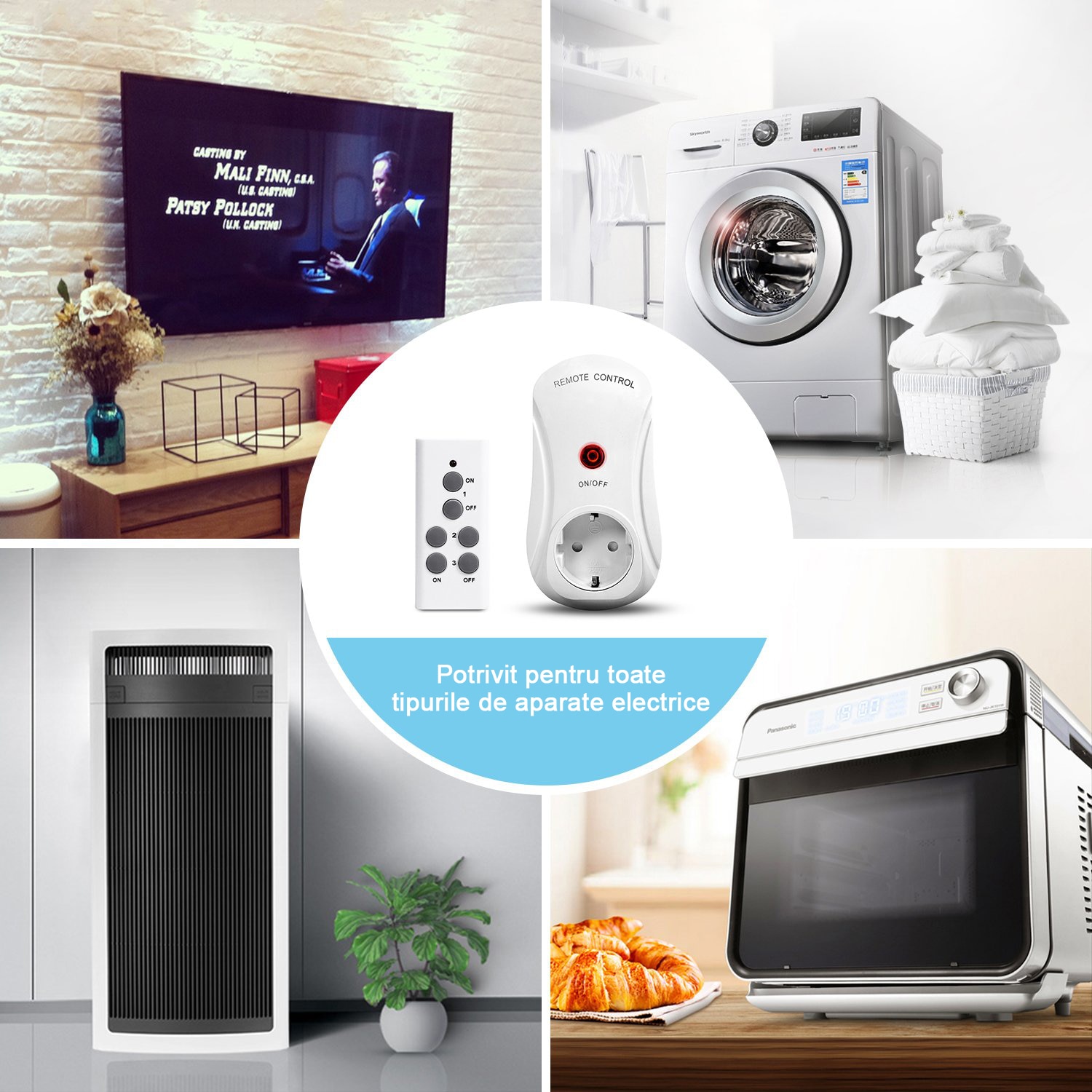 Комплект контакти с дистанционно Digz, 2300W, Защита от деца, 3бр.,Бял ...