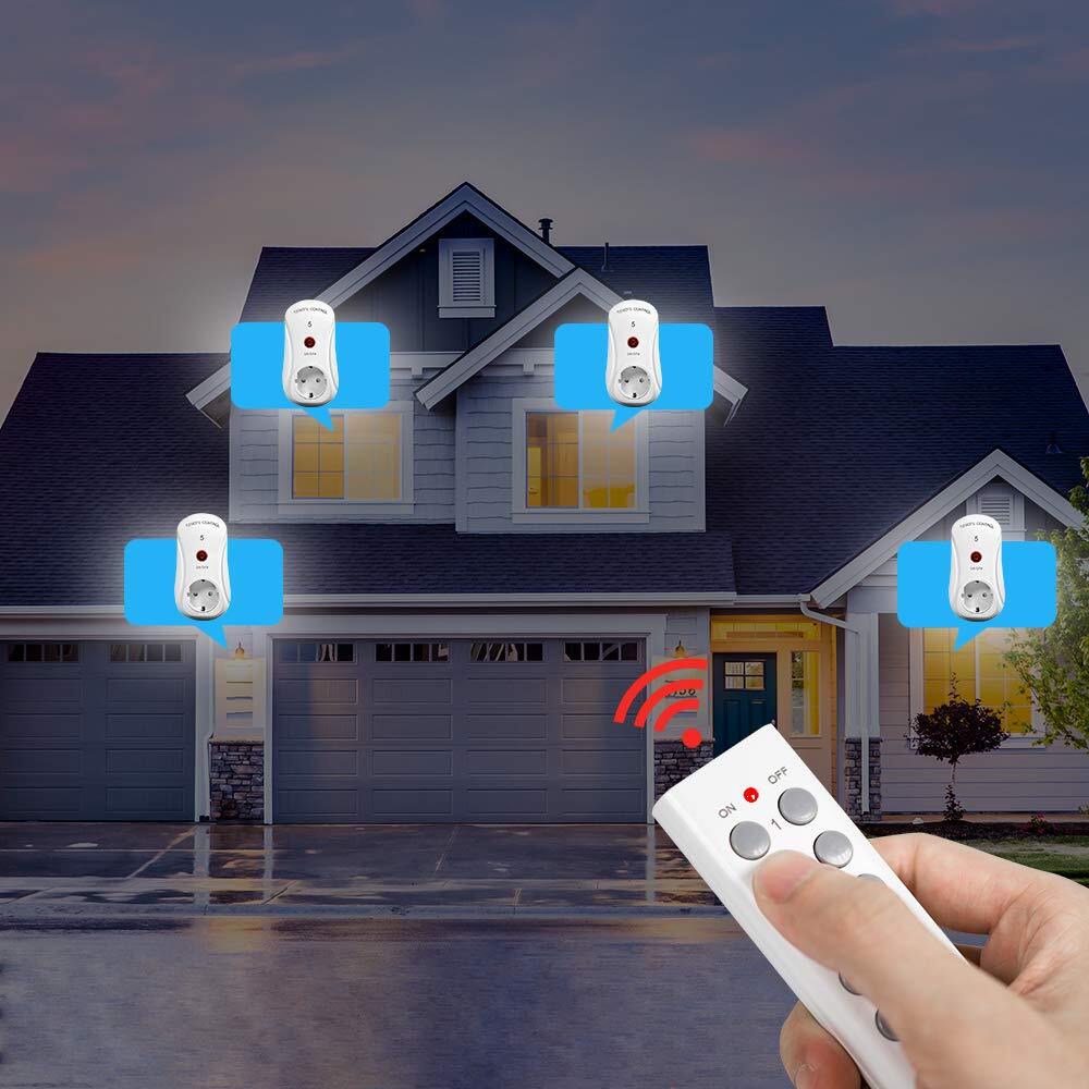 Комплект контакти с дистанционно Digz, 2300W, Защита от деца, 3бр.,Бял ...