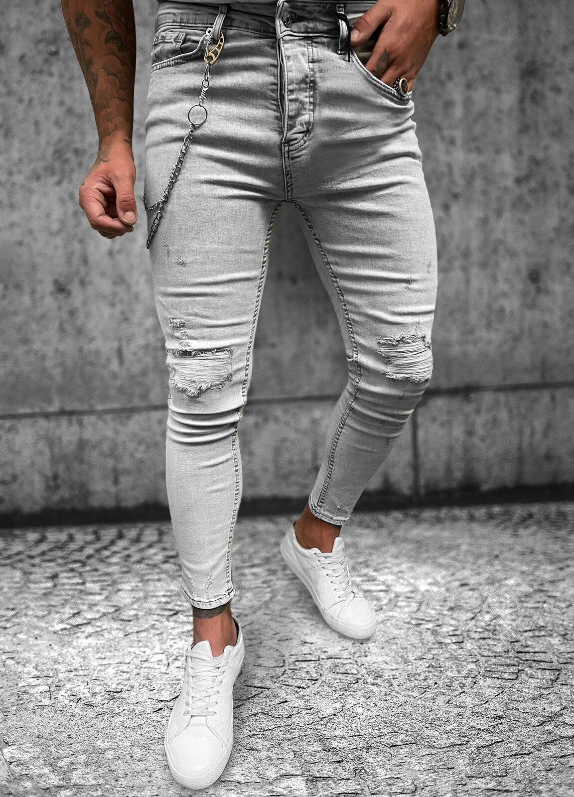 Сиви мъжки дънки OZONEE O/273SP 36 - eMAG.bg