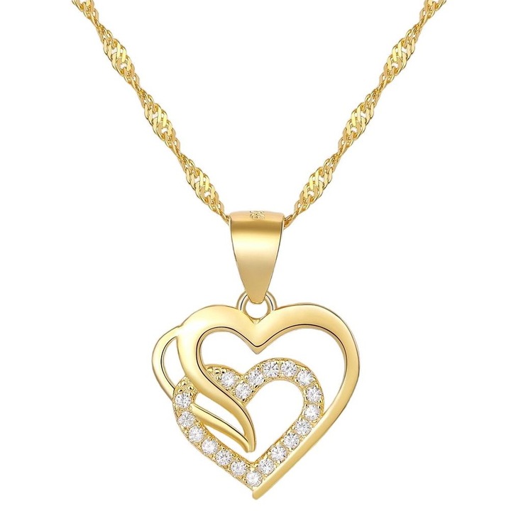 Colier Dama, Argint 925, Placat cu Aur, Lantisor cu Pandantiv, Motiv ...