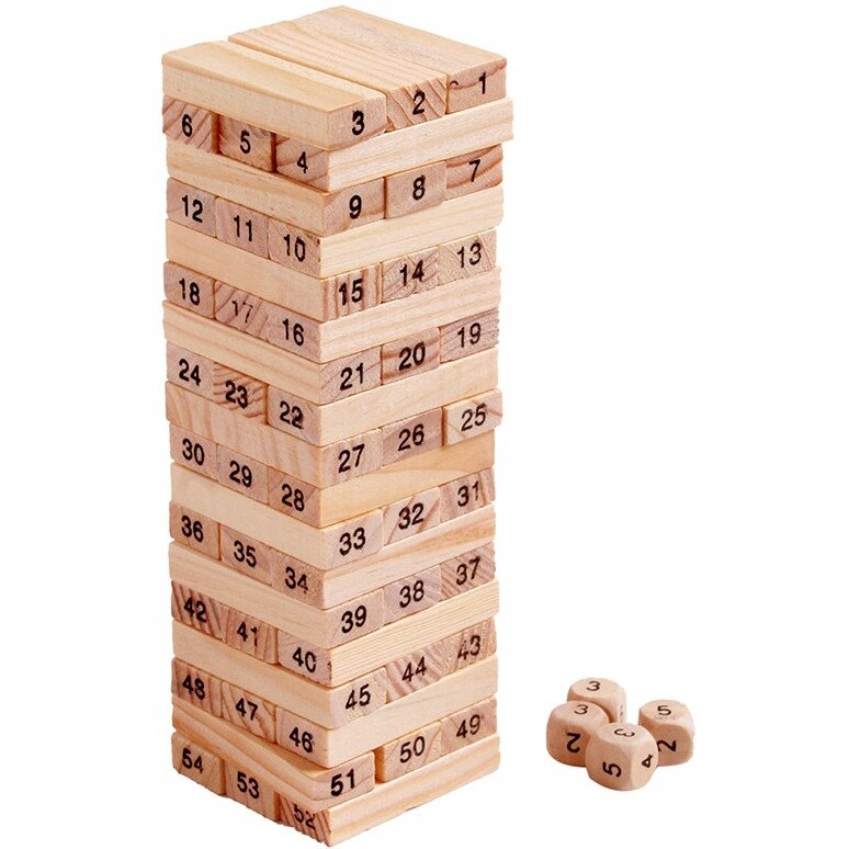 Set joc Jenga cu zaruri, Volan, 54 blocuri, Lemn - eMAG.ro