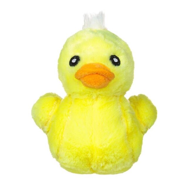 Ratusca din plus, galbena, cu puf alb si cioc portocaliu, 9x13x16 cm ...