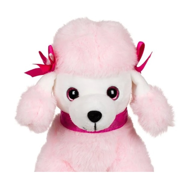 Caine din plus, fundite si ochi mari cu sclipici, 12X12x15 cm, alb cu ...