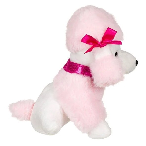 Caine din plus, fundite si ochi mari cu sclipici, 12X12x15 cm, alb cu ...