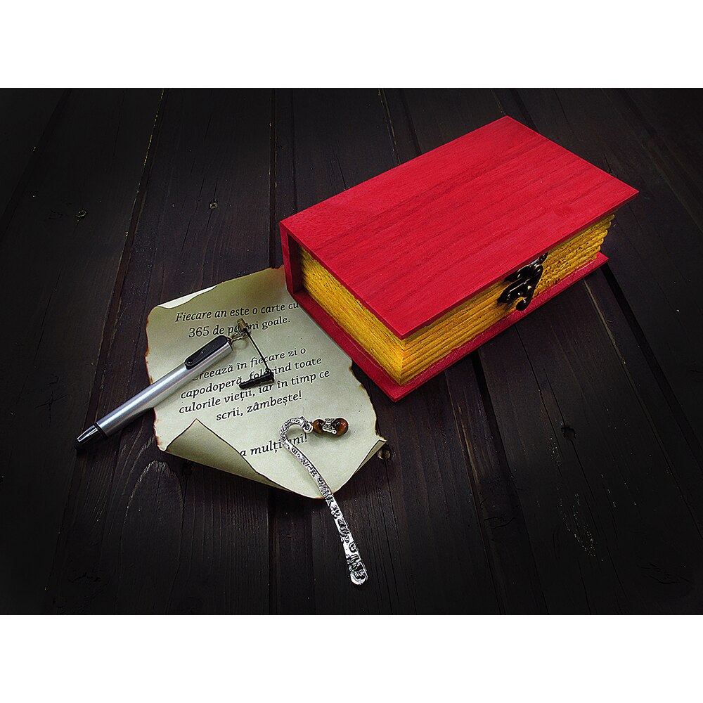Carte de lemn ComoaraMea cu mesaj personalizat, S, Rosu - eMAG.ro