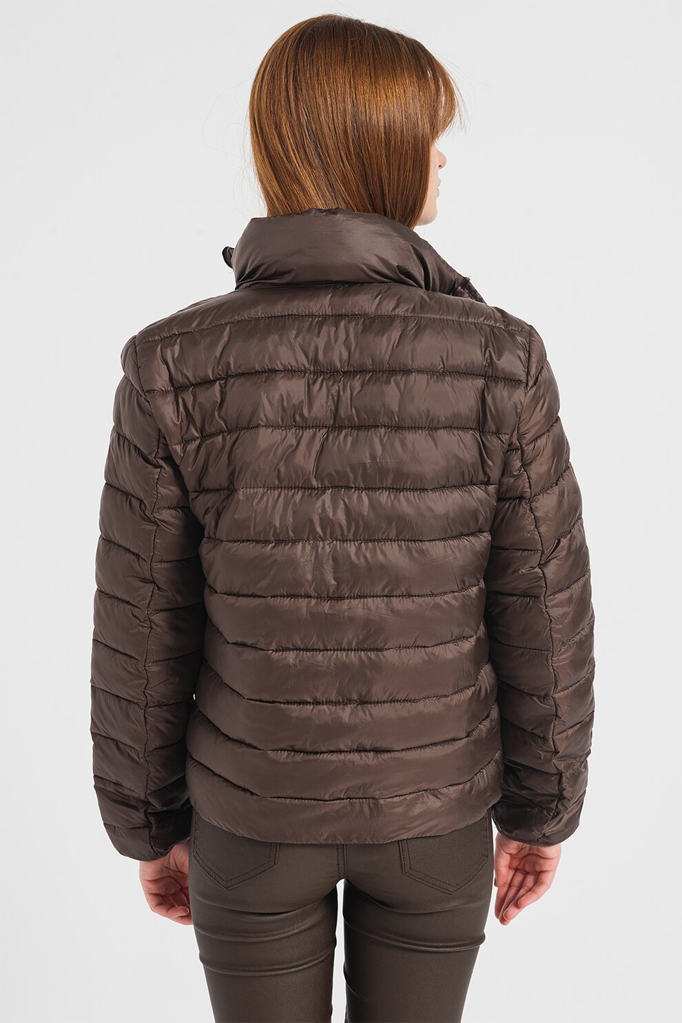 JdY, Geaca matlasata cu guler scurt, Maro, L - eMAG.ro