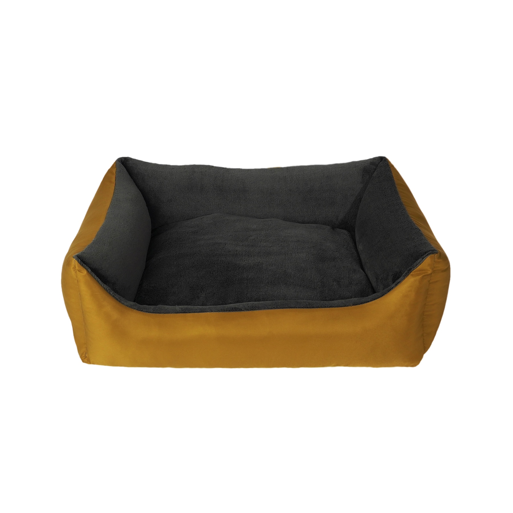 Pat pentru caini si pisici, cu husa detasabila, bej cu gri petrol, 70 x ...