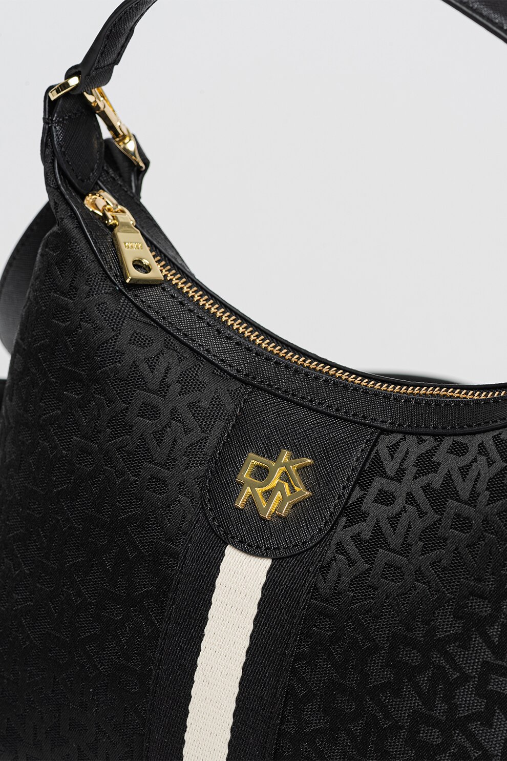 DKNY, Geanta crossbody cu bareta detasabila si model monograma Carol ...