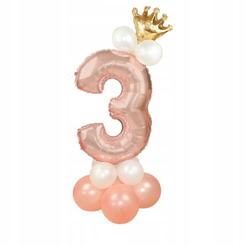 Set 12 baloane aniversare, Vixen, Folie/Latex, Cifra 3, Roz - eMAG.ro