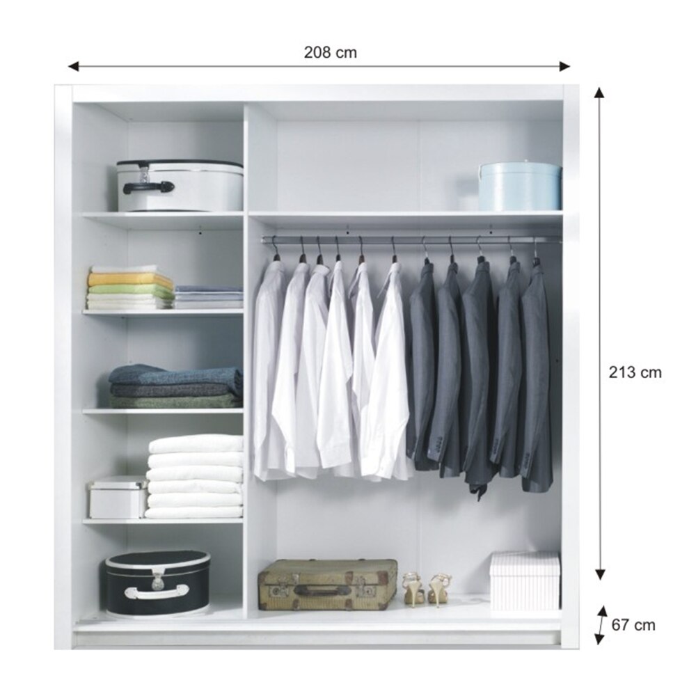 Set mobilier dormitor alb lucios Asiena 208x67x213 cm - eMAG.ro