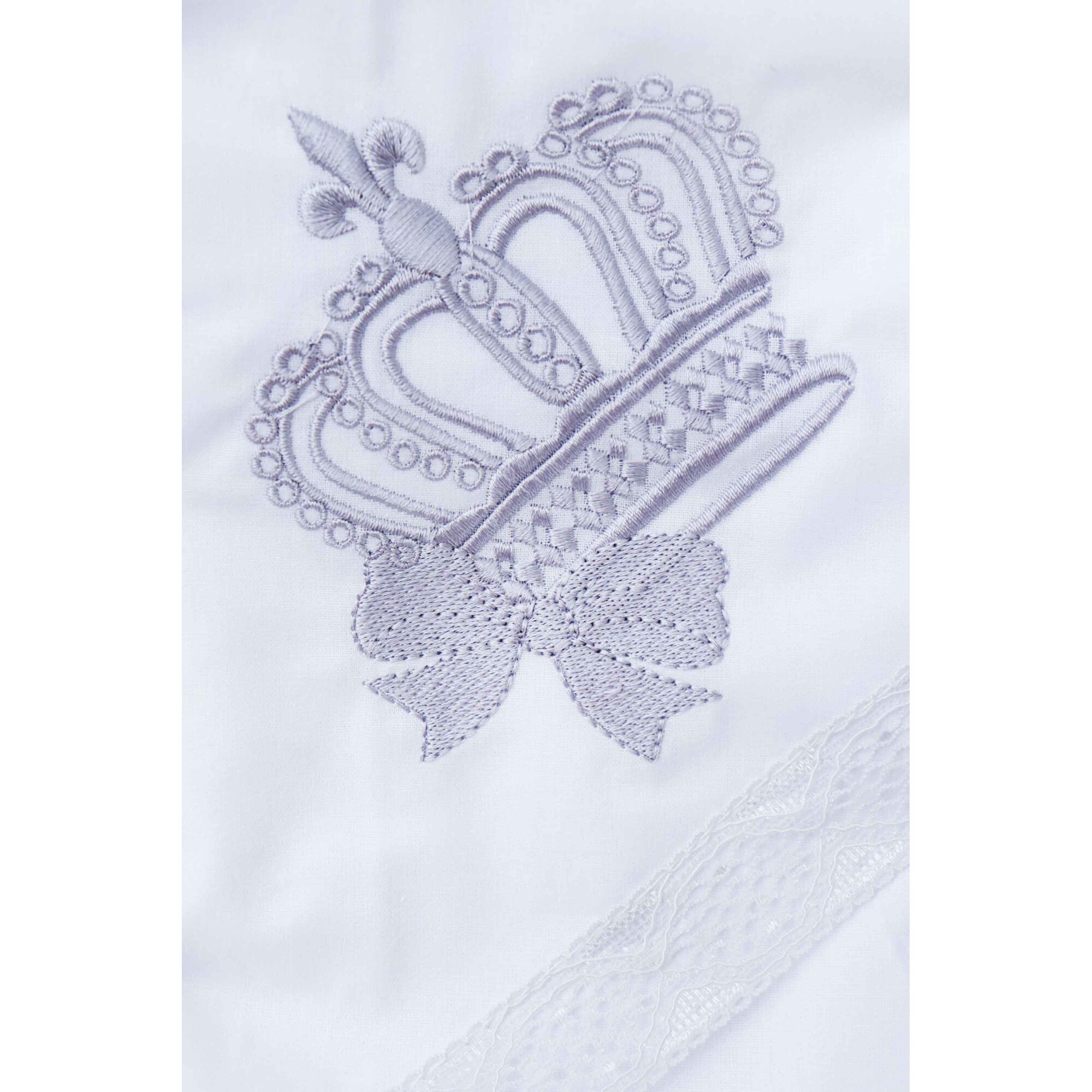 Trusou brodat cu coroana de print pentru botez, 7 piese, gri, Recostore ...