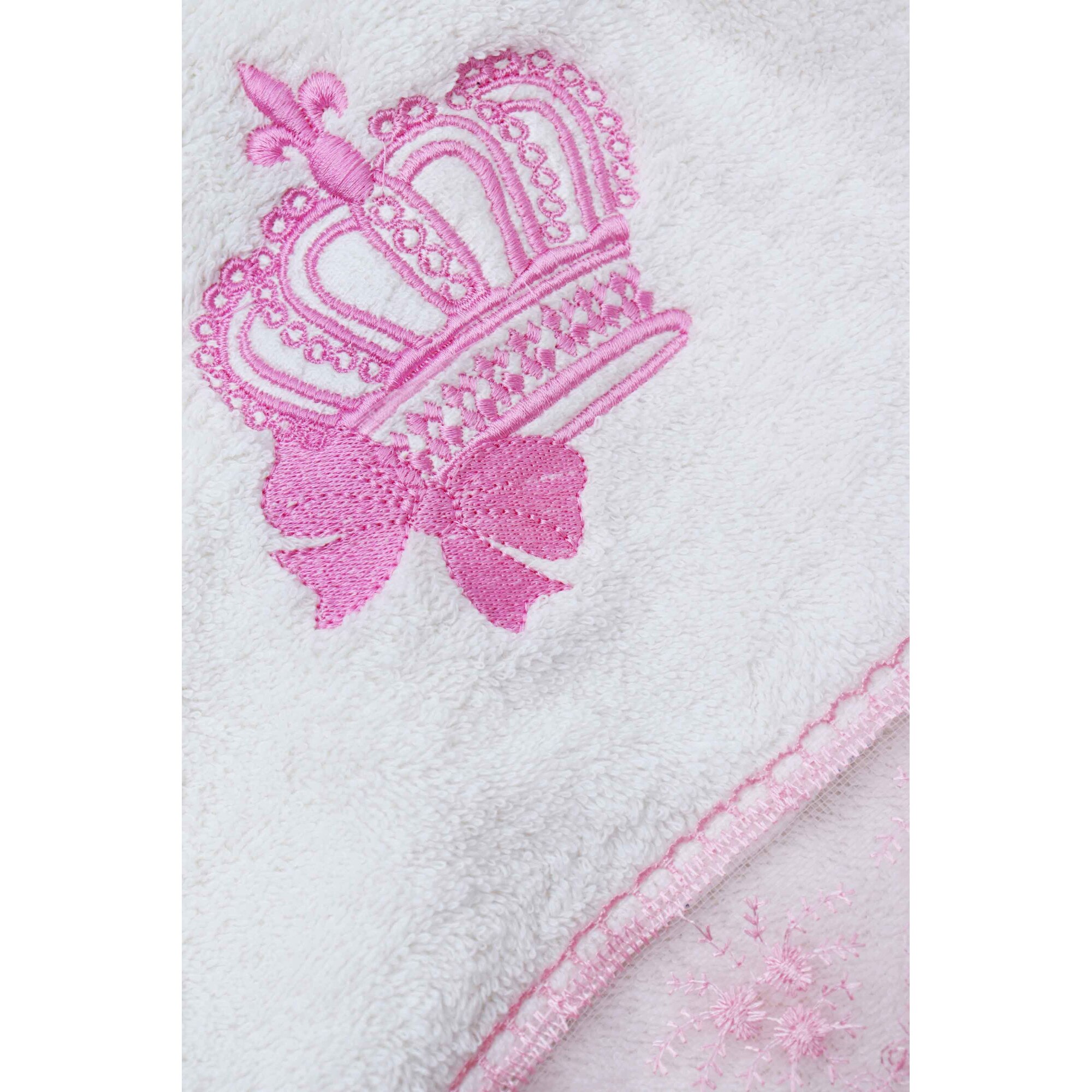 Trusou brodat cu coroana de print pentru botez de fete, 7 piese, roz ...