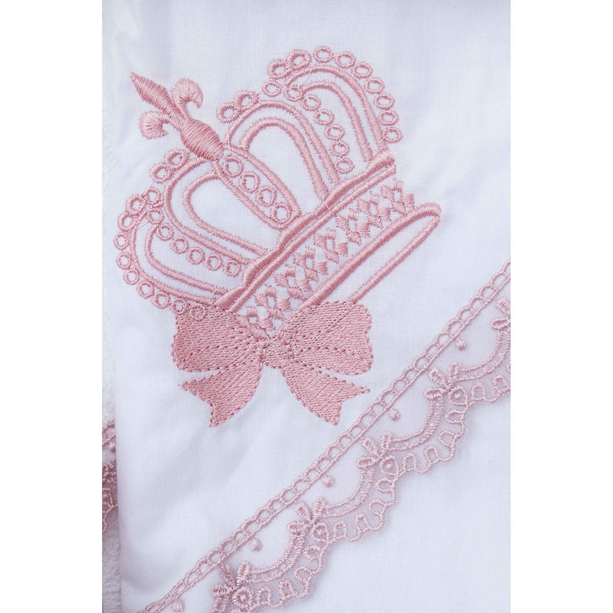 Trusou brodat cu coroana de print pentru botez de fete, 7 piese, roz ...